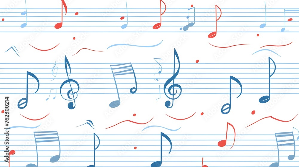 Musical notes stave line pattern symbols icon for staff and music note ...