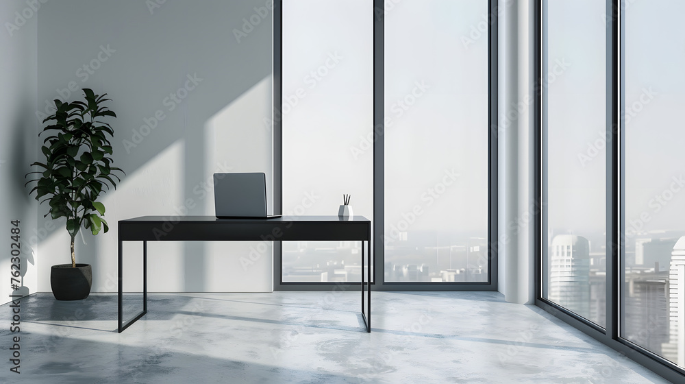 Modern Office Elegance: A Stylish Workspace with a Sleek Desk, PC ...