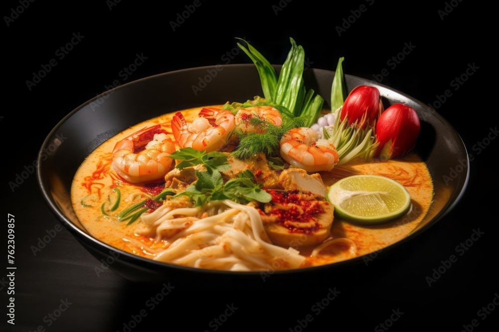Laksa is a spicy noodle dish popular in Southeast Asia. Laksa consists ...