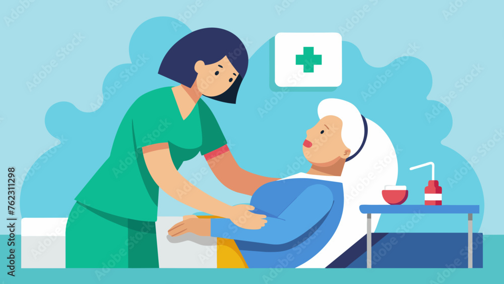 A nurse is gently assisting a patient with care highlighting the ...