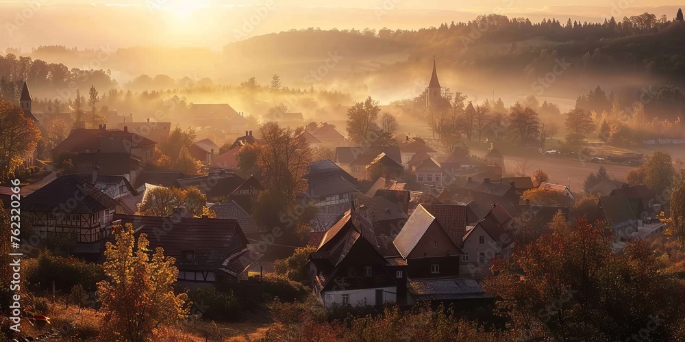 Landscape photography of a village in the germanic countryside in the ...