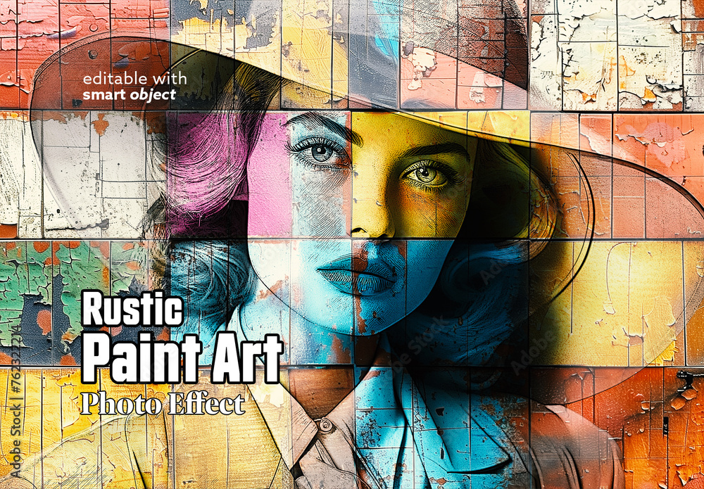 Rustic Paint Art Effect. Some Elements are Ai Generated Stock Template ...