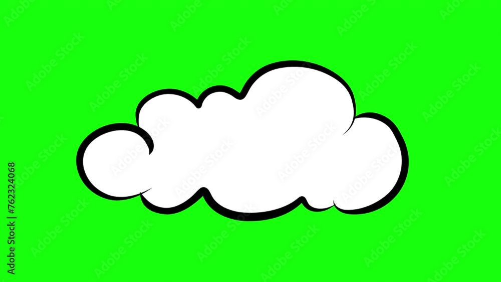 One Moving Cloud Animated Cartoon Cloud Looped Isolated on Green Chroma ...
