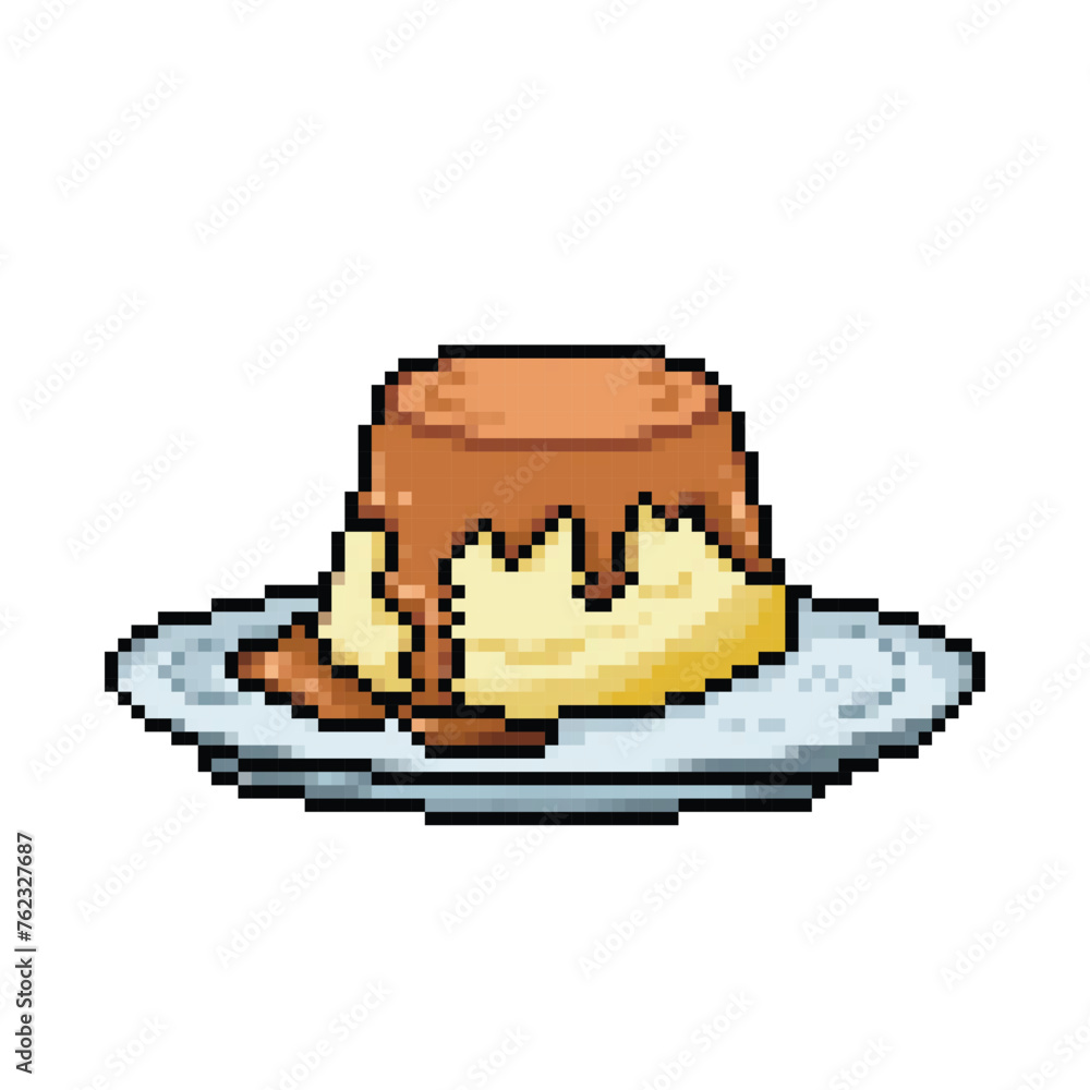 Vanilla japanese pudding dessert with sweet caramel sauce on plate ...