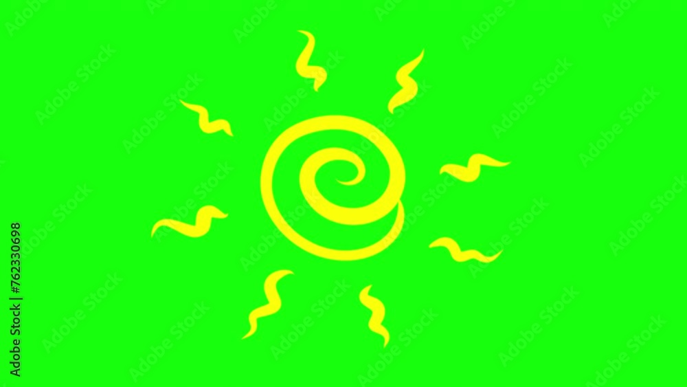 Doodle Style Animated minimal Sun Isolated on Green Screen and White ...