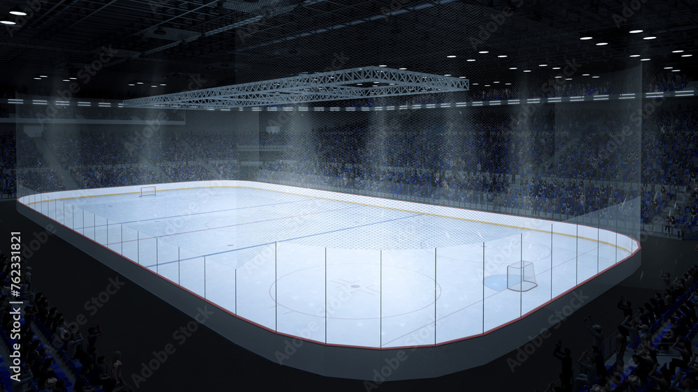 3d render of empty hockey ice rink sport arena stadium. Flyer for ...