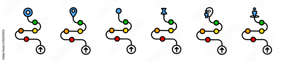 Road map icon. Vector isolated color road map traffic plan signs ...