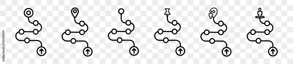 Road map icon. Vector isolated linear road map traffic plan signs on ...