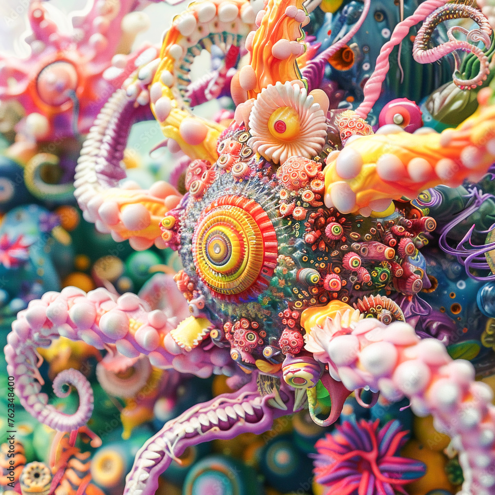 High-definition journey through a colorful anime-style macro world of ...