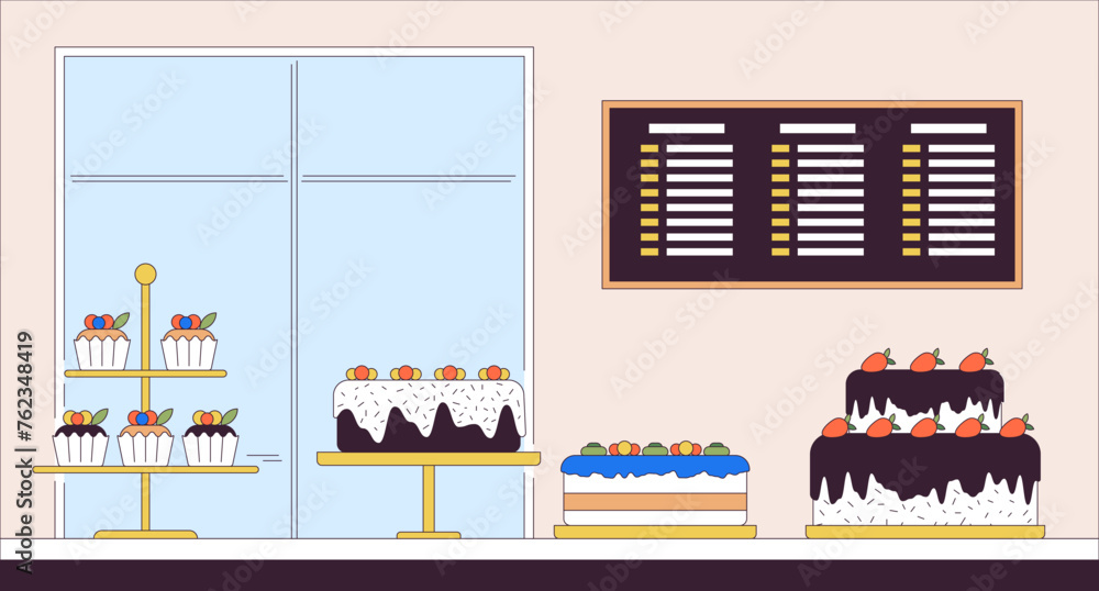 Confectionery small business line cartoon flat illustration. Buying and ...
