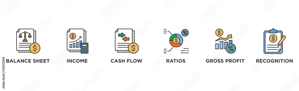 Financial statements banner web icon vector illustration concept with ...