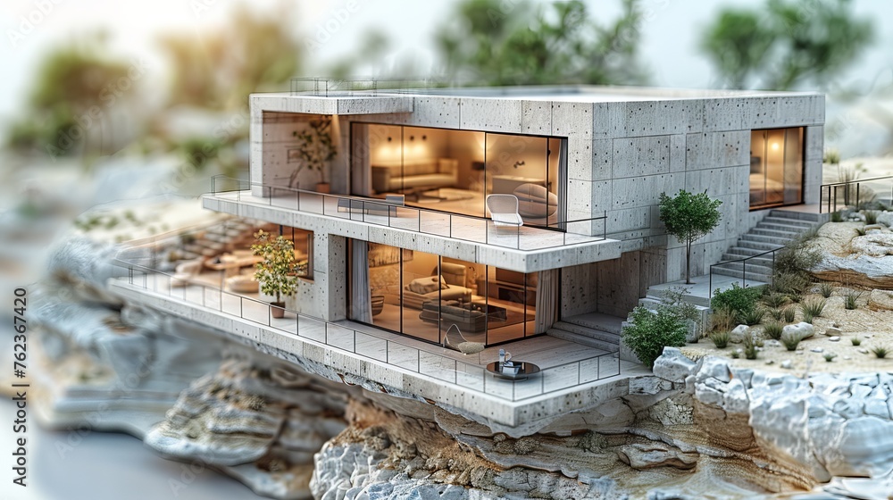 ภาพประกอบสต็อก Sectional view of a drawing of an underground house with ...