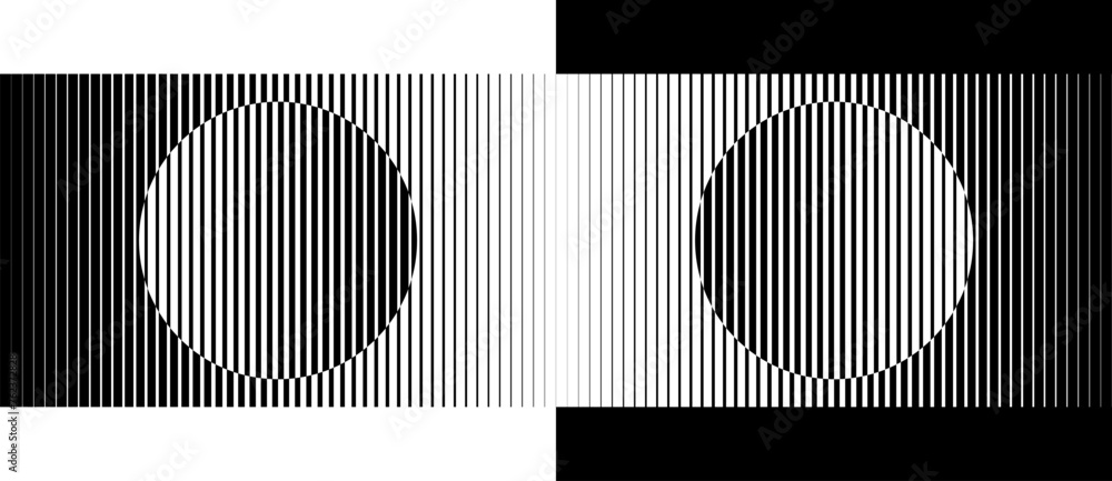 Transition parallel lines in circles. Abstract art geometric background ...