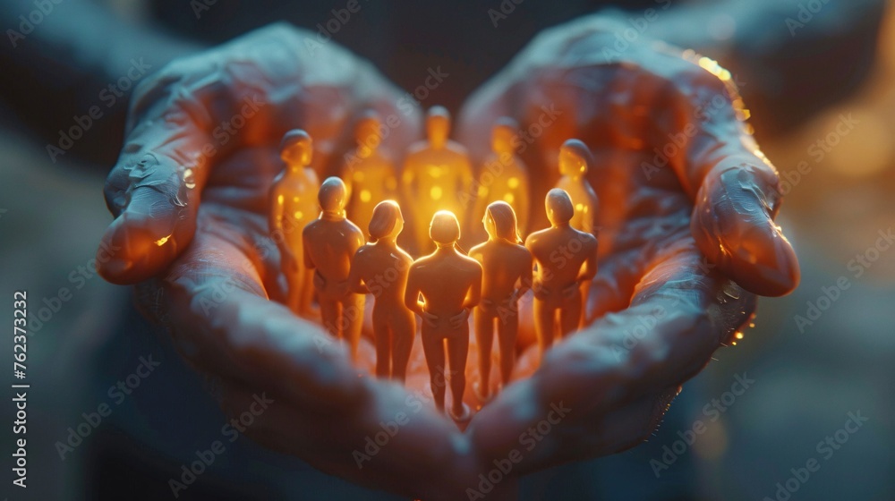 Symbolic representation of teamwork & leadership: hands cradle team ...