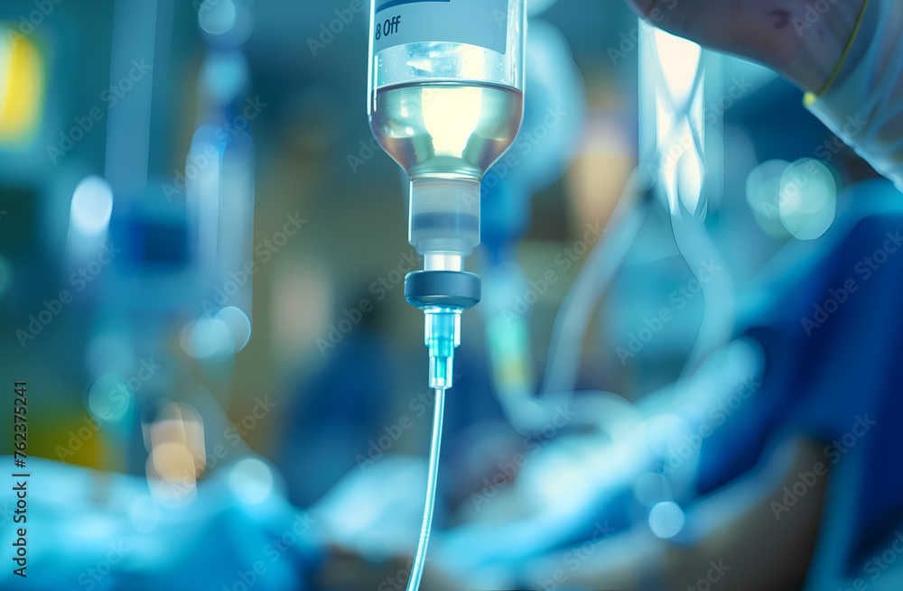 Intravenous rehydration, intravenous IV drip in the hospital, nurse's ...