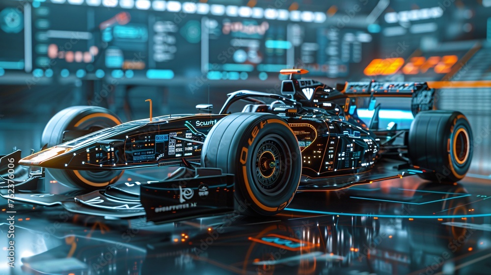 Design a Formula One car schematic brimming with futuristic details ...
