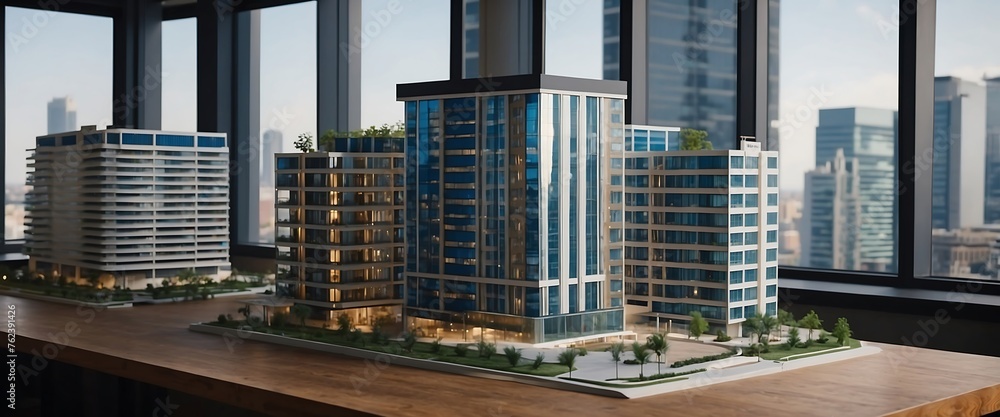 Scaled model on a table of a real state project multi storied complexes ...