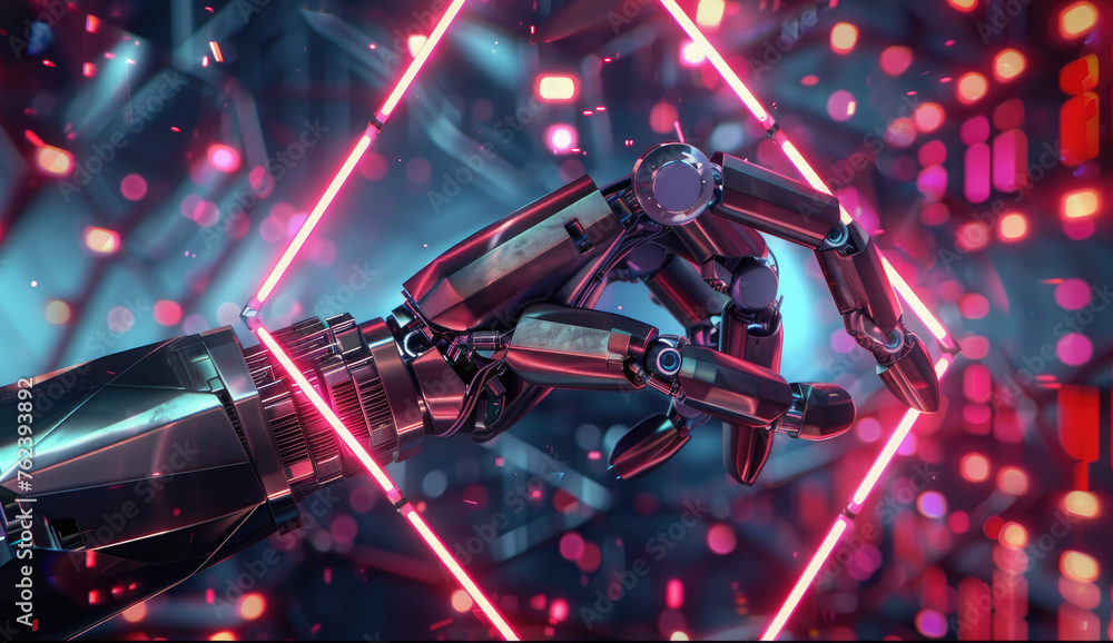 Craft a banner that captures a robotic theme focusing on a ready ...