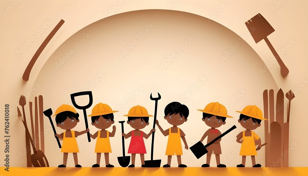 World day against child labor illustration in paper cut style with ...