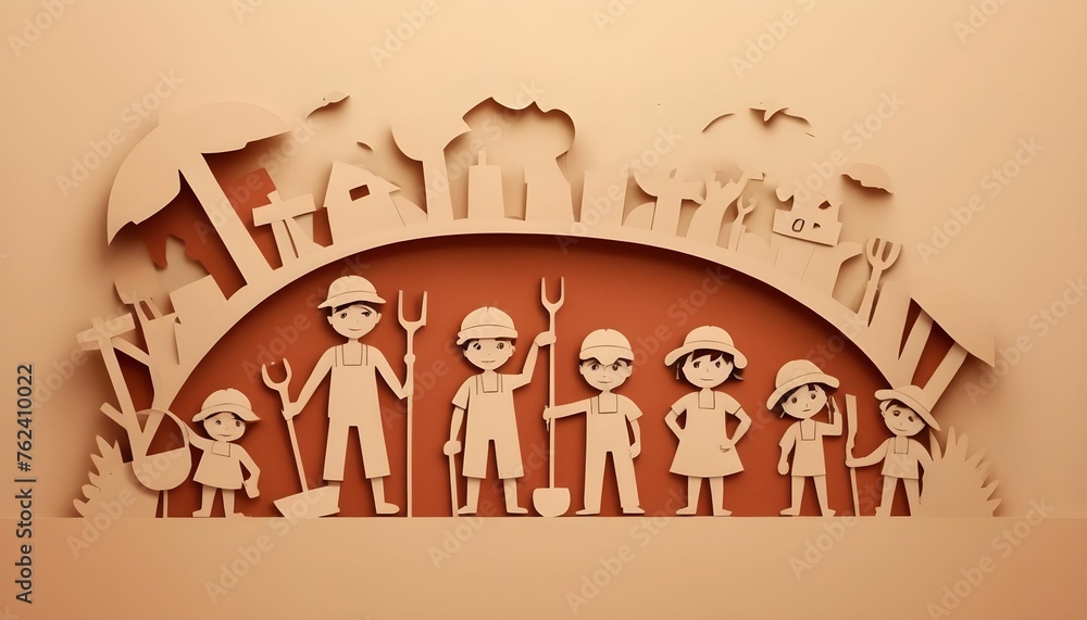 World day against child labor illustration in paper cut style with ...