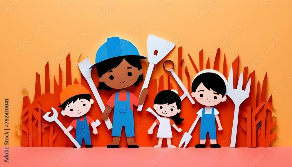 World day against child labor illustration in paper cut style with ...