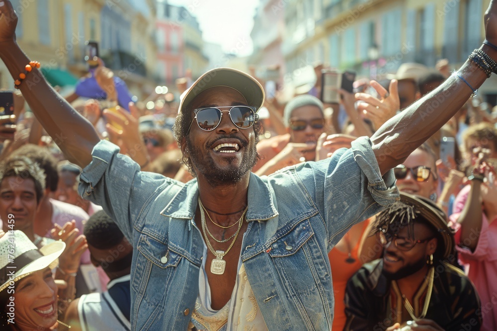 African-american male person joying as he realize that his ticket ...