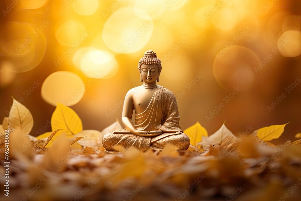 Makha Asanaha Visakha Bucha Day Golden Buddha image. Background of ...