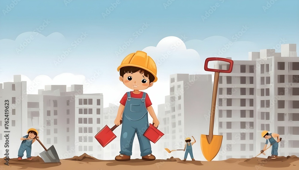 World day against child labor illustration with children holding labor ...