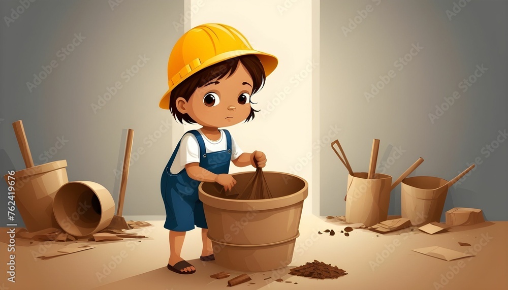 World day against child labor illustration with children holding labor ...