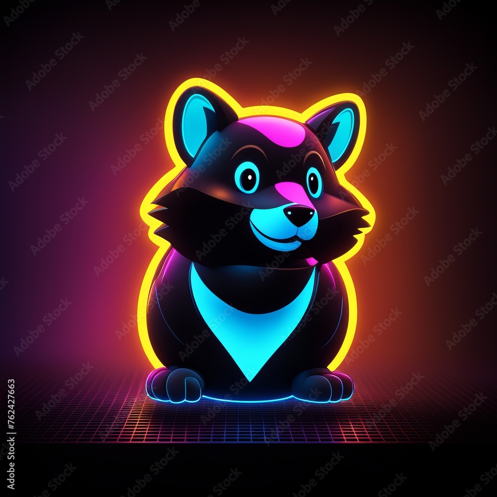 cute panda with neon glow effect cute panda with neon glow effect cute ...