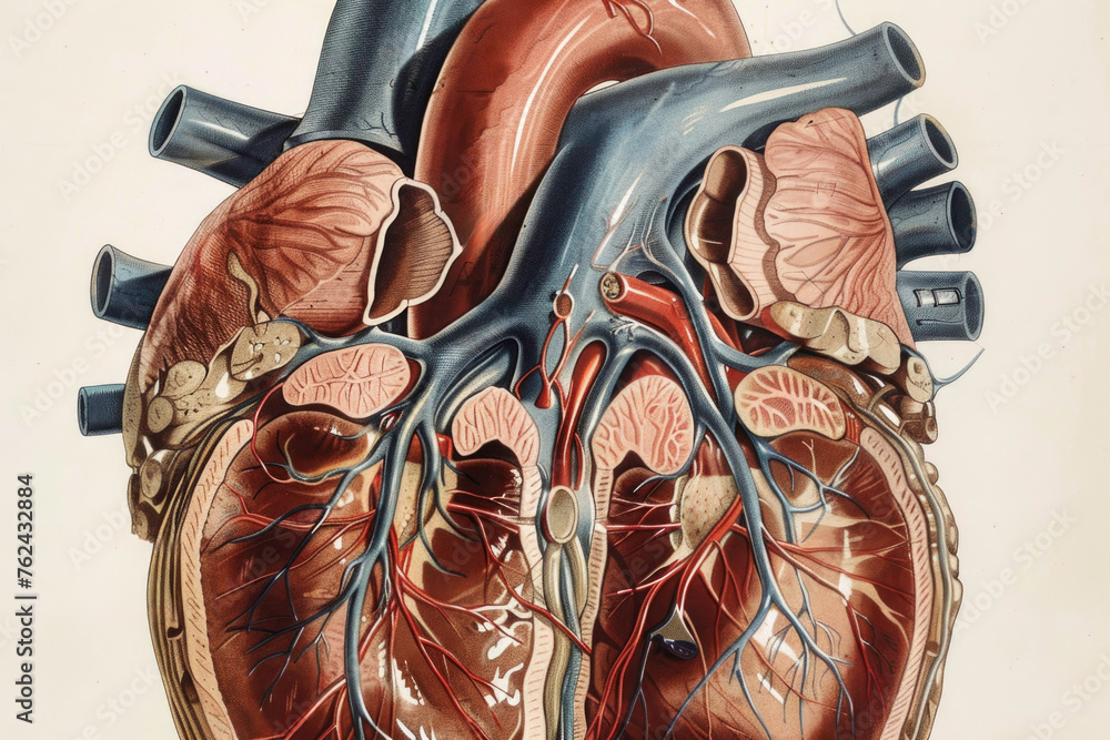 Anatomy of the heart cardiovascular system Stock Illustration | Adobe Stock