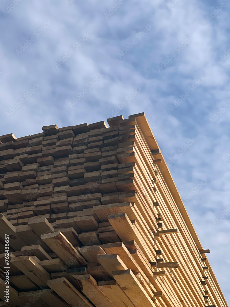 Stacked Timber Planks at a Lumberyard Awaiting Transportation. Stacked ...