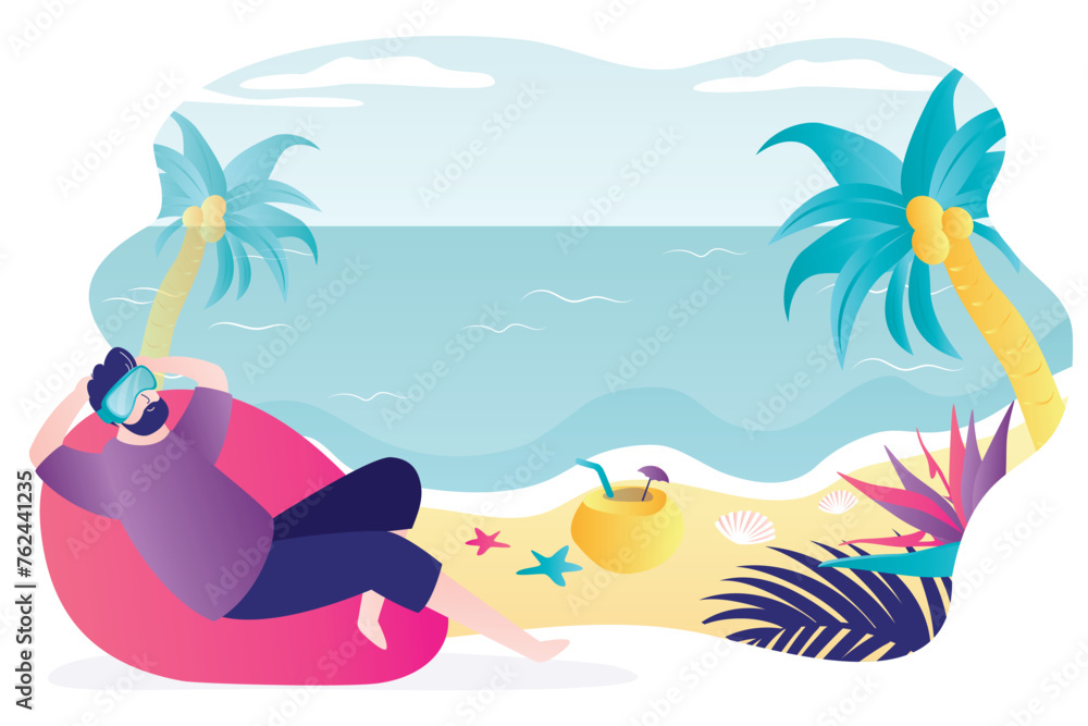 Virtual reality, happy man using VR glasses having 3d experience in ...