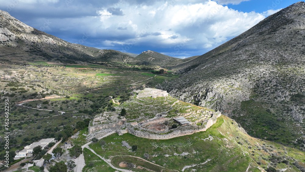 Aerial drone scenic photo of uphill iconic archaeological site of ...