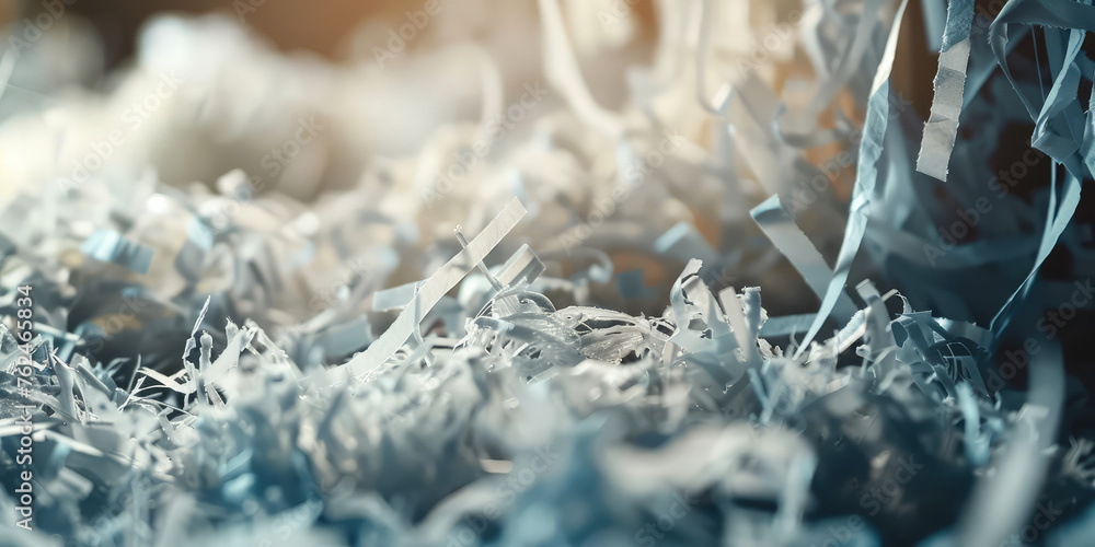 Paper Shredder in Action. A close-up view of shredded paper texture ...