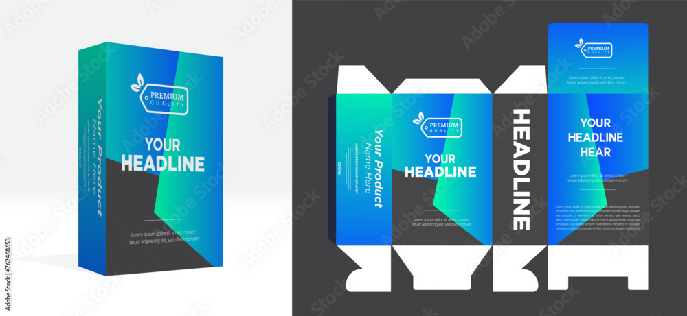 supplements and Cosmetic box design, Package design template, box ...