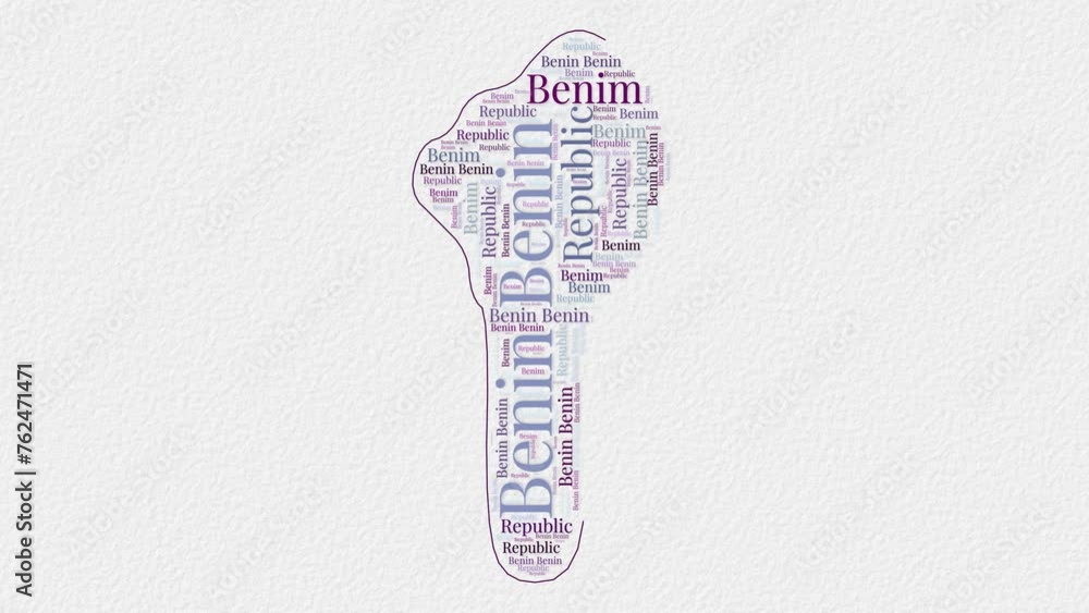 Benin logo animation. Benin boundary word cloud animation. Video of ...