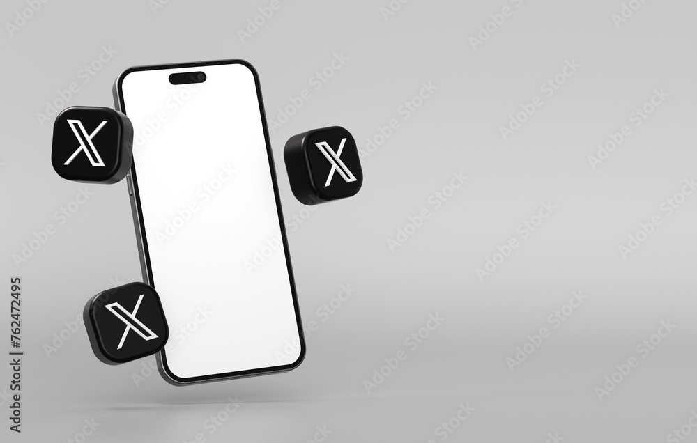 Valencia, Spain - March, 2024: X app icons with mobile phone mockup ...