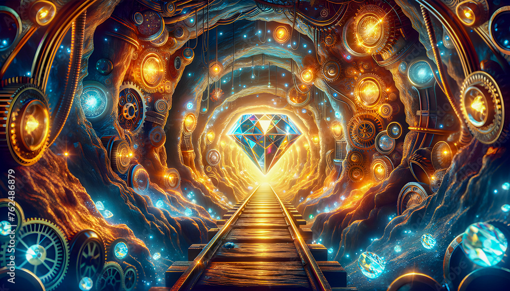 a goldmine diamond ancient underground railway mountain treasury jewel ...