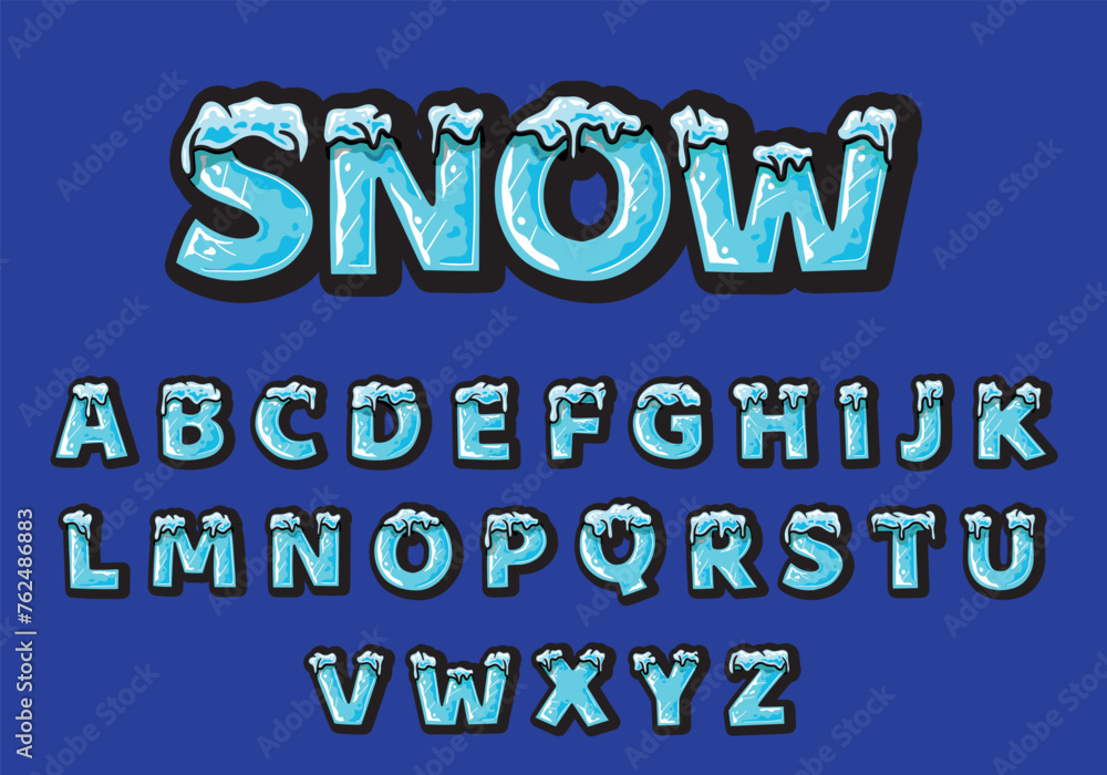 Ice font. Cartoon vector graffiti letters with snow on top Stock Vector ...