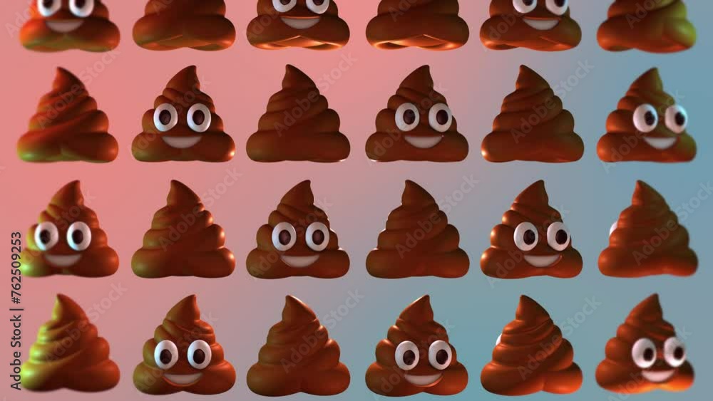 Rotating Smiling Poop Art In Multicolored Background Used For Comic ...