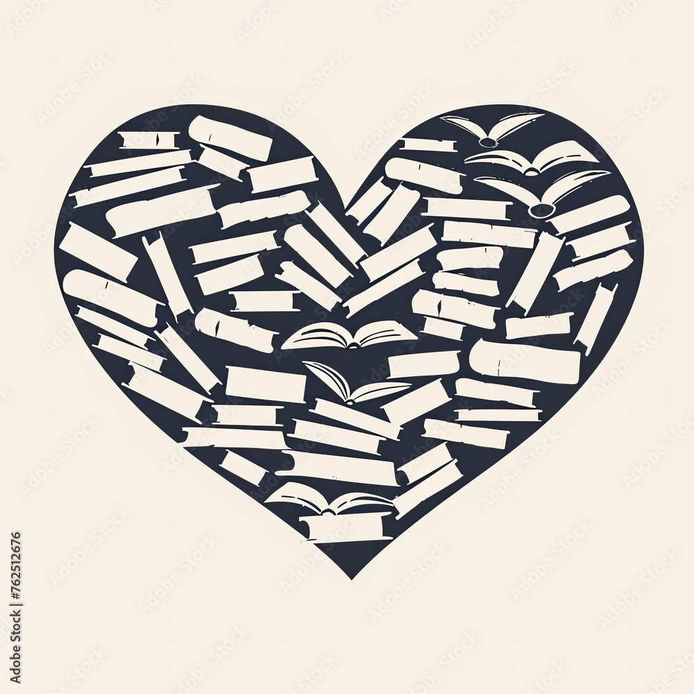 Books Forming Heart Shape. A Unique Valentine's Day Greeting Card. Flat ...