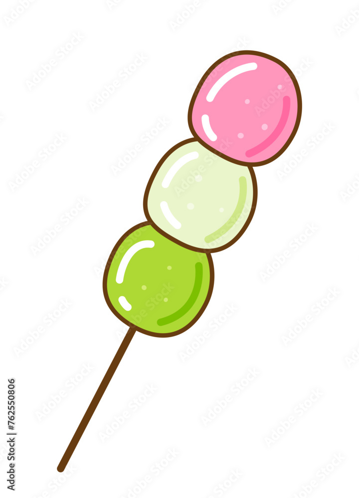 Plakát Hanami dango (three colour dumplings) - cute cartoon ...