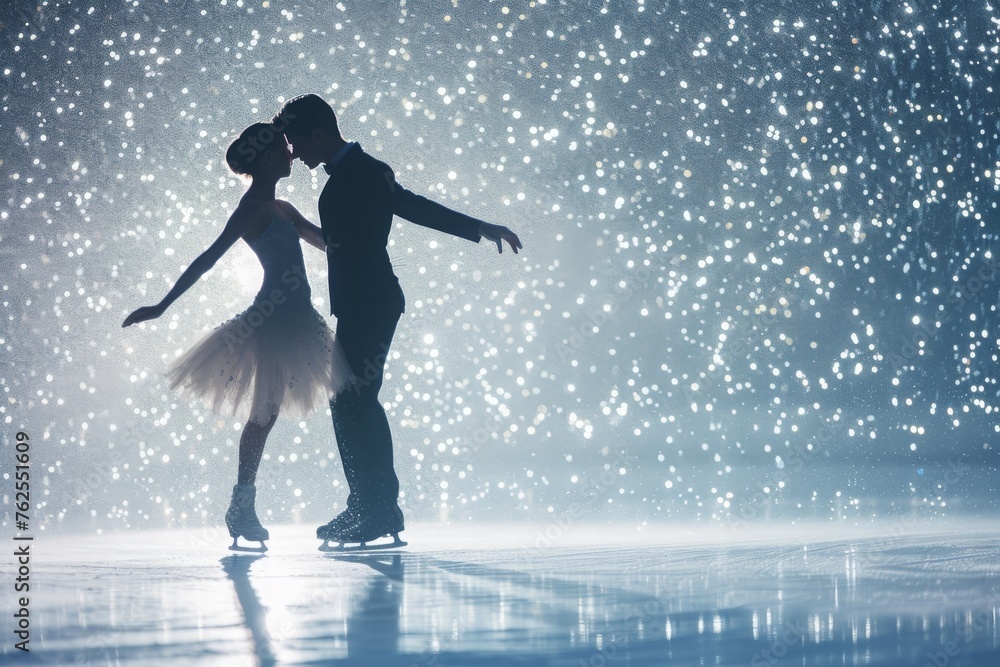 Couple Standing in the Snow, A romantic scene of a pair of figure ...