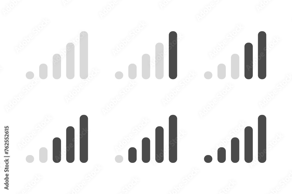 Connection icon set. Mobile phone bar icons. Signal strength Icon ...