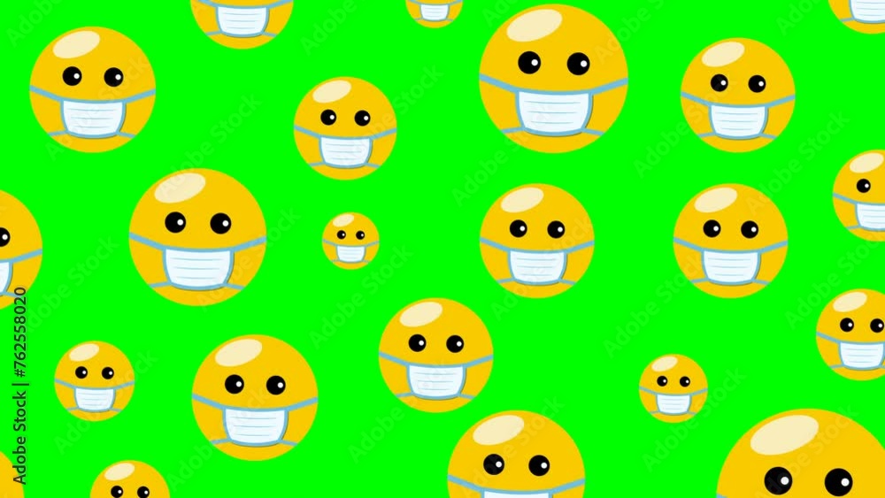 emoticons emoji with face masks sick disease illness suffer animation ...