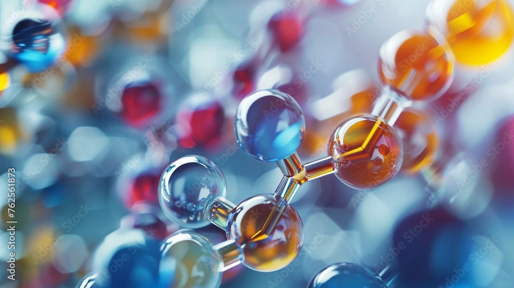 Precision medicine research, detailed view of drug molecular structure ...