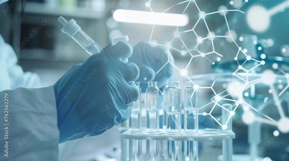 Laboratory precision in drug formulation, close-up on scientists hands ...