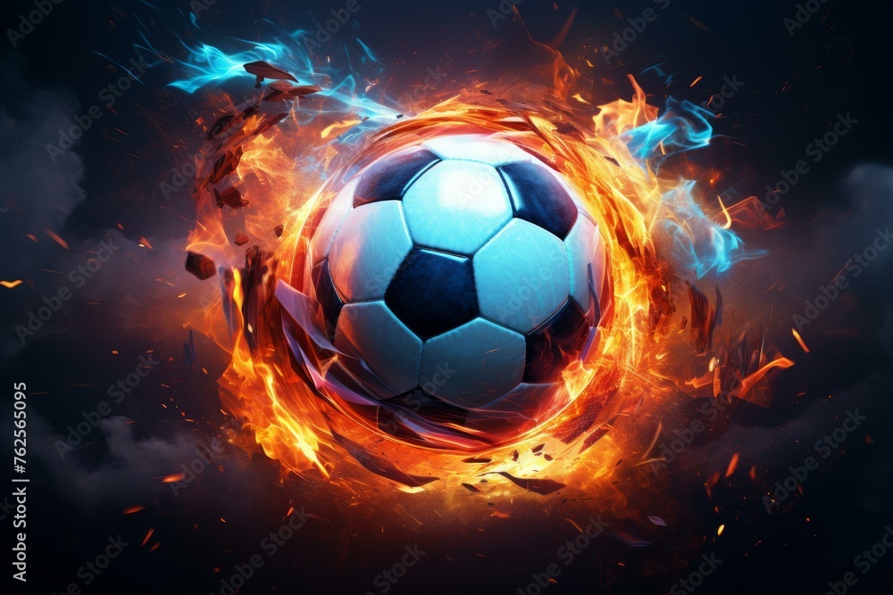 Unanticipated Soccer ball explosion. Goal fire. Generate Ai Stock ...