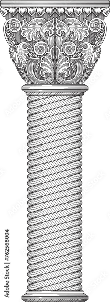 Vector capital of a medieval cathedral gothic column, Ancient classic ...